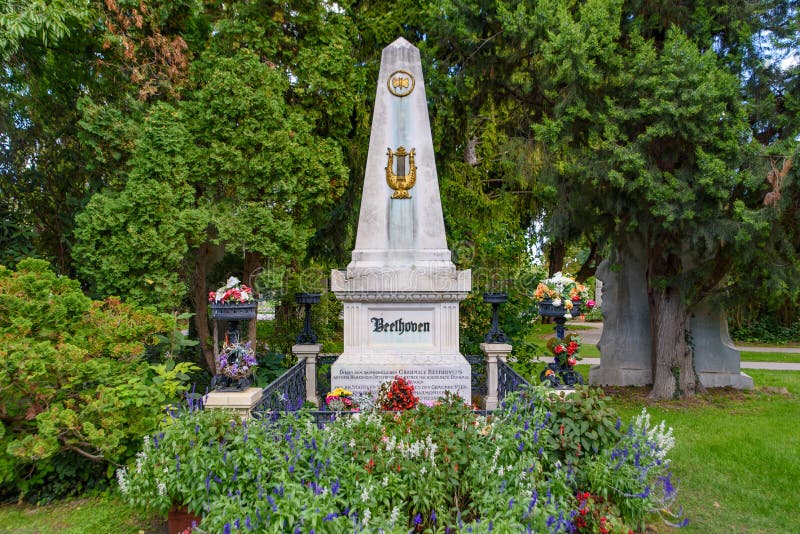 Beethoven Grave at Vienna Central Cemetery Stock Photo - Image of bones ...