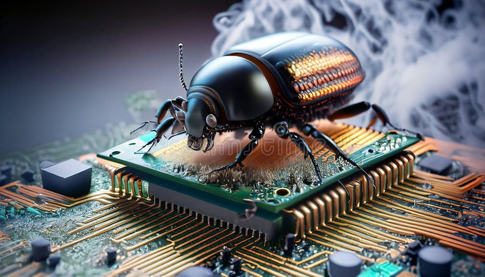 Beetle Attacks and Destroys Electronics. Concept of Computer Virus and ...