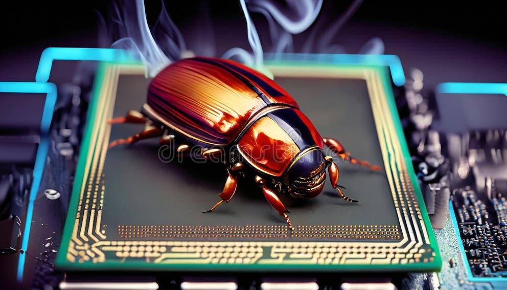 Beetle Attacks and Destroys Electronics. Concept of Computer Virus and ...