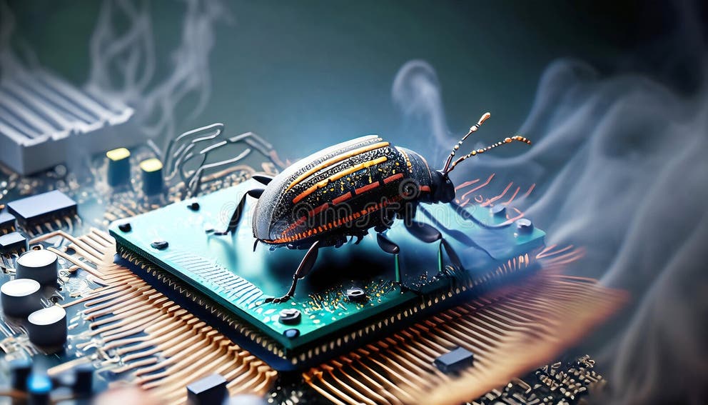 Beetle Attacks and Destroys Electronics. Concept of Computer Virus and ...
