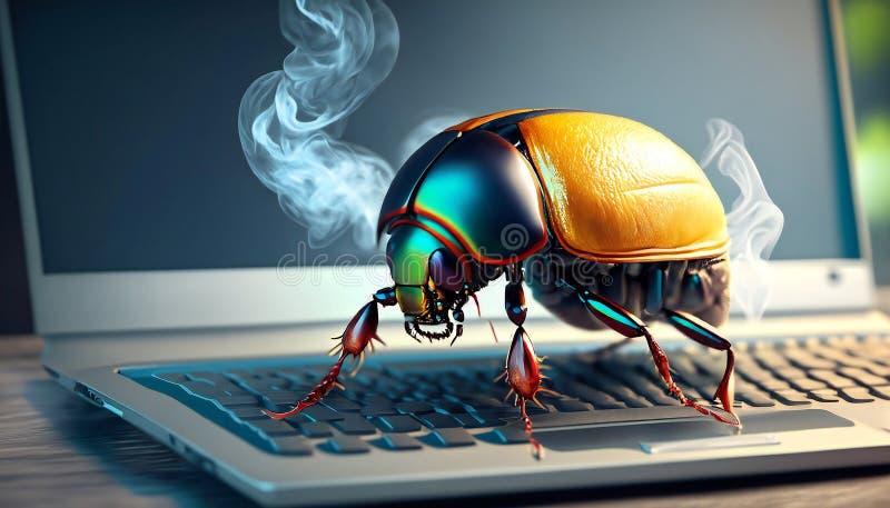 Beetle Attacks and Destroys Electronics. Concept of Computer Virus and ...