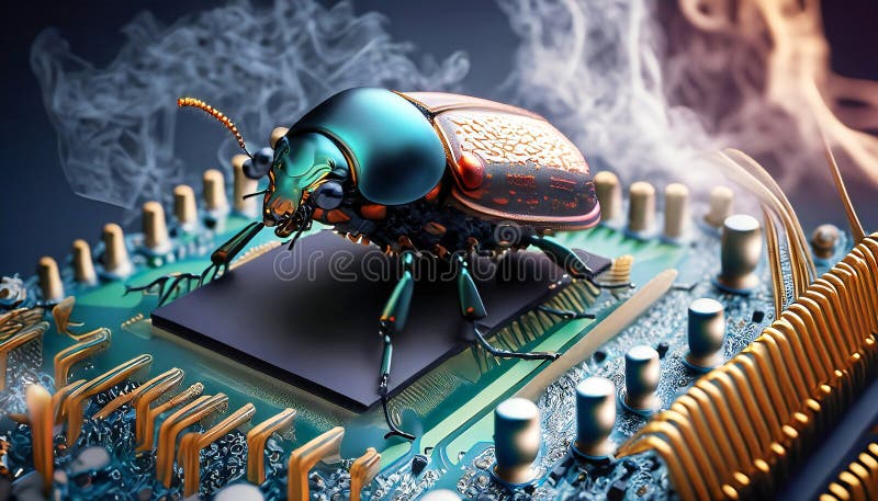 Beetle Attacks and Destroys Electronics. Concept of Computer Virus and ...