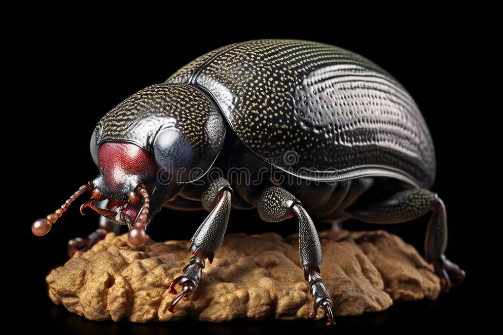 Beetle on Black Background, Studio Shot Stock Illustration ...