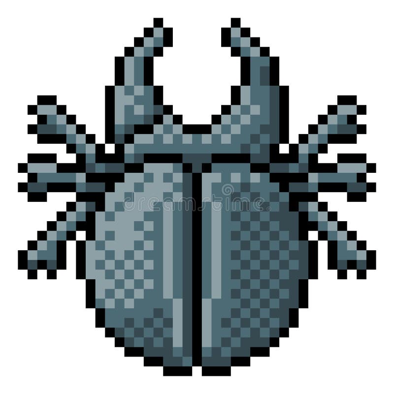 Beetle Bug Insect Pixel Art Video Game 8 Bit Icon Stock Vector ...