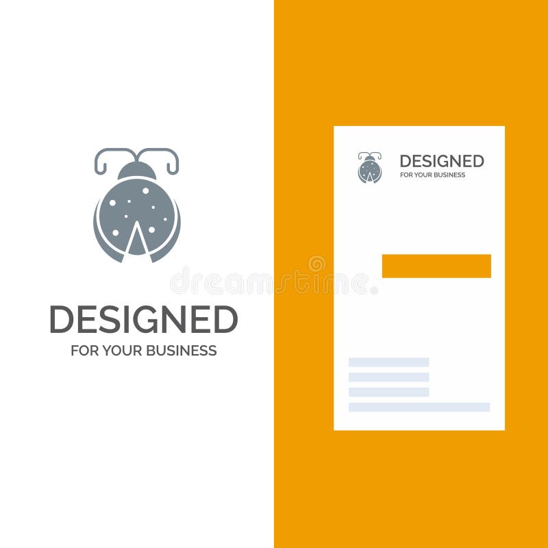 Beetle, Bug, Ladybird, Ladybug Grey Logo Design and Business Card ...