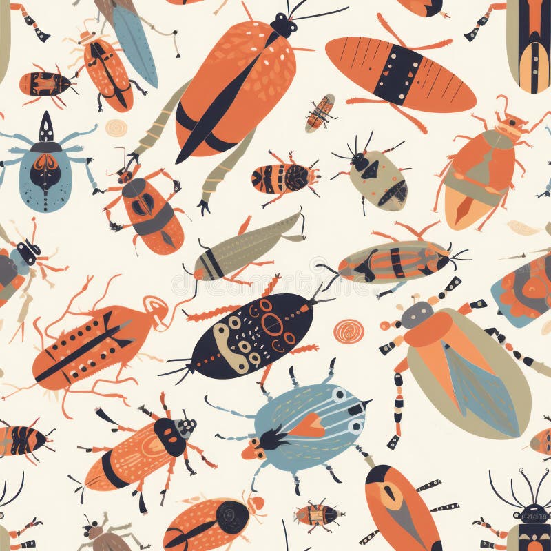 Beetle and Bug Seamless Pattern. Various Types of AI Generated Insects ...