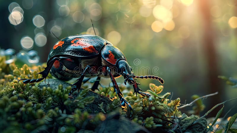 Beetle Close-up in Nature. Selective Focus Stock Footage - Video of ...