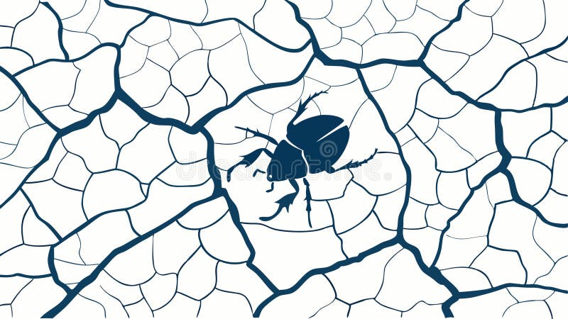 Beetle on Cracked Earth Illustration, Insect and Nature Scene, Vector ...