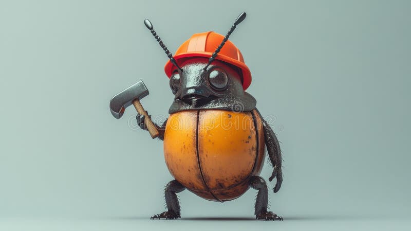 Beetle Dressed As Construction Worker Stock Illustration - Illustration ...