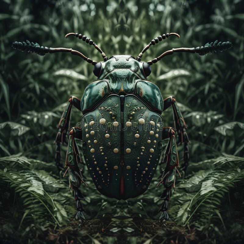 Beetle in the Forest. 3d Rendering. Computer Digital Drawing Stock ...