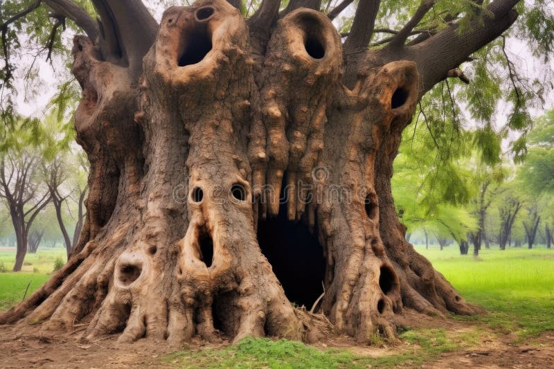 Beetle-infested Tree with a Hollow Trunk Stock Image - Image of trunk ...