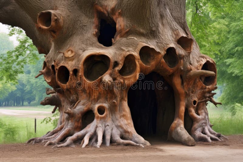 Beetle-infested Tree with a Hollow Trunk Stock Photo - Image of tree ...