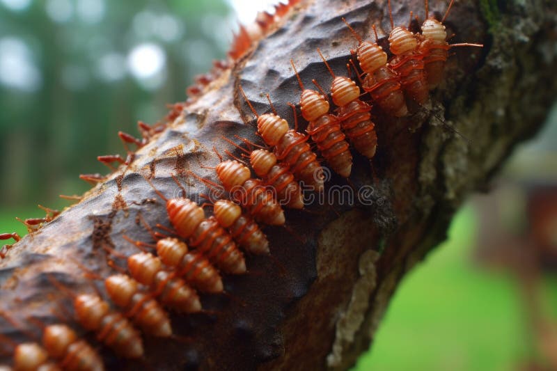 Beetle Larvae Crawling on Tree Stock Illustration - Illustration of ...