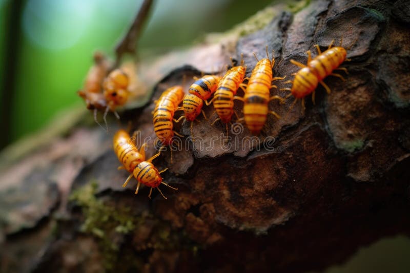 Beetle Larvae Crawling on Tree Stock Photo - Image of tree, pest: 288670350