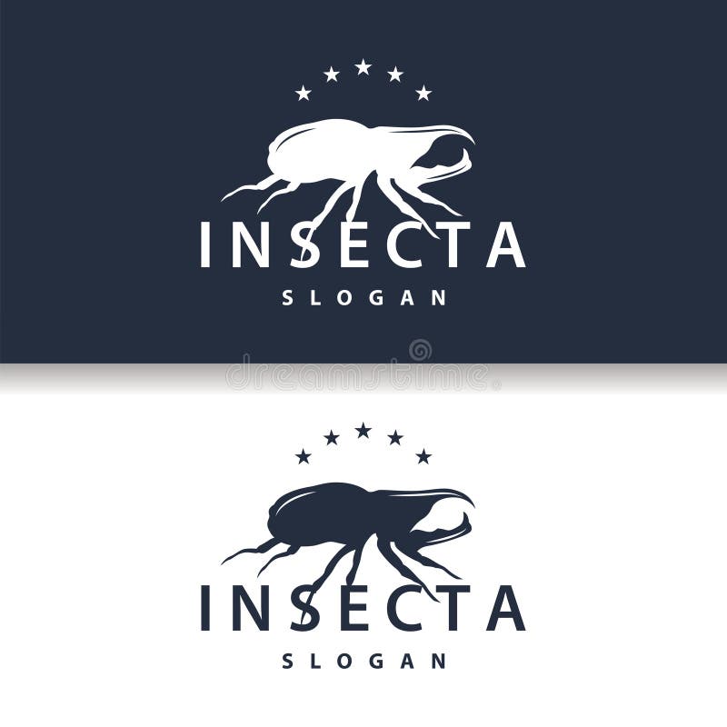 Beetle Logo Design Simple Silhouette Insect Animal Illustration ...