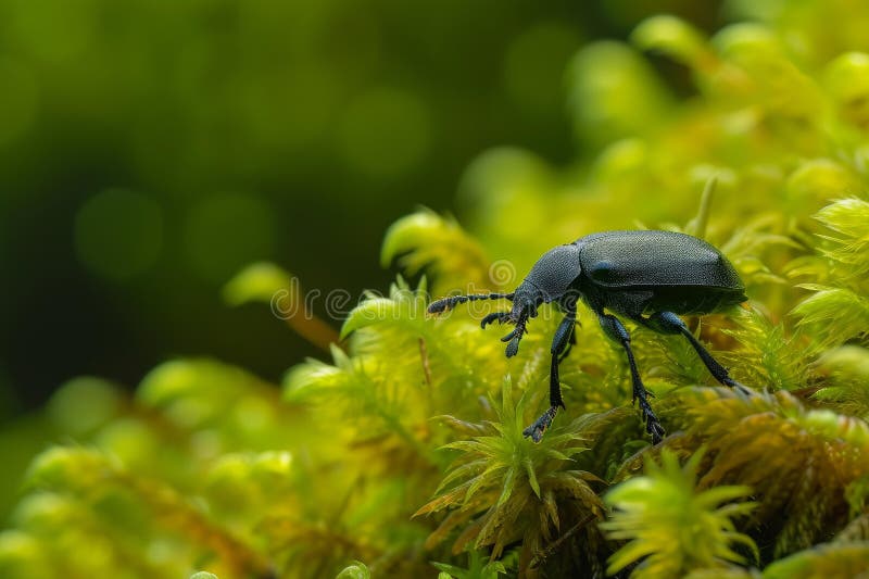 Beetle Moss Nature Insect. Generate Ai Stock Photo - Image of gold ...
