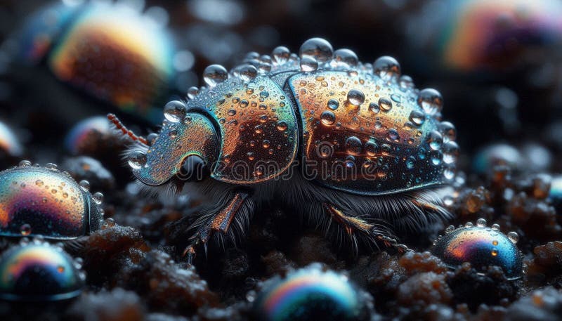 Beetle with Shiny Shell in Wetland Stock Illustration - Illustration of ...