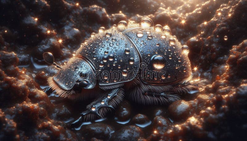 Beetle with Shiny Shell in Wetland Stock Illustration - Illustration of ...