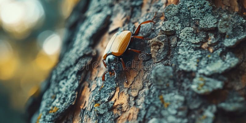 Beetle on tree trunk stock image. Image of tree, wood - 388043563