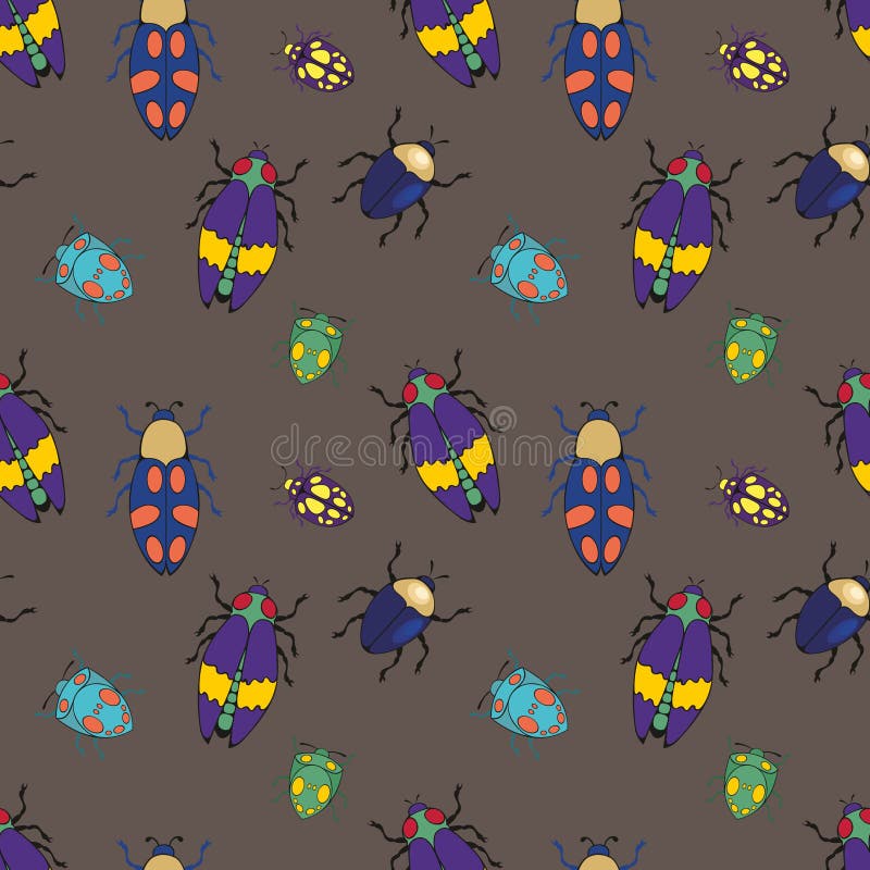 Beetles. Beautiful Vector Seamless Pattern with Insects Stock Vector ...
