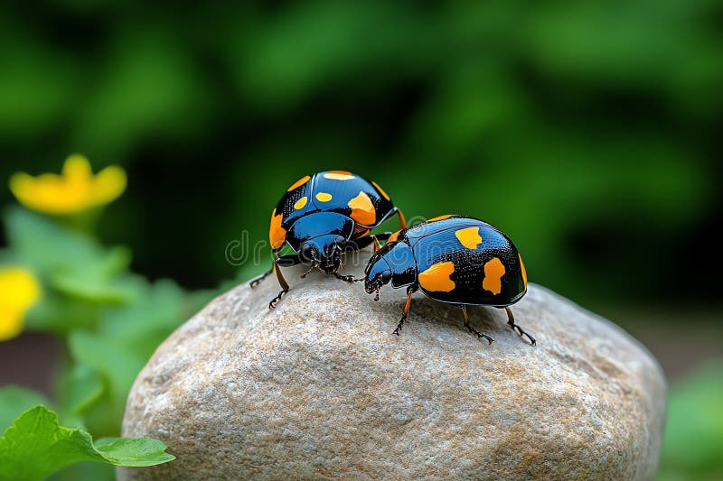 Beetles, Crawling on a Stone, Sunning Themselves Absorb the Warmth ...