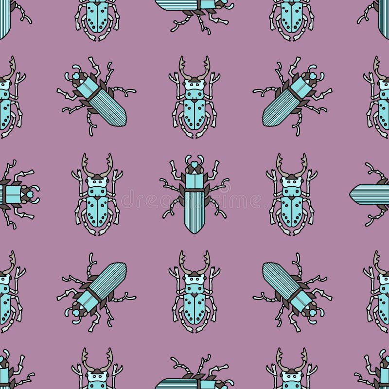 Bee, Beetles, Fly Maryls, Wasp Seamless Pattern Doodling Stock Vector ...