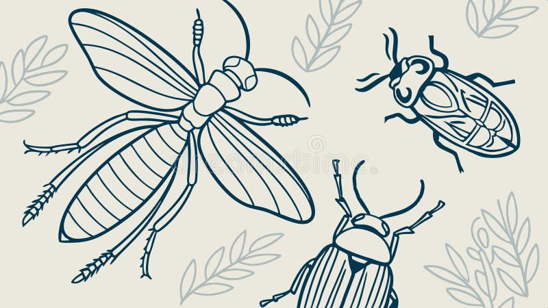 Beetles and Insects Pattern, Nature and Entomology Design Vector Design ...