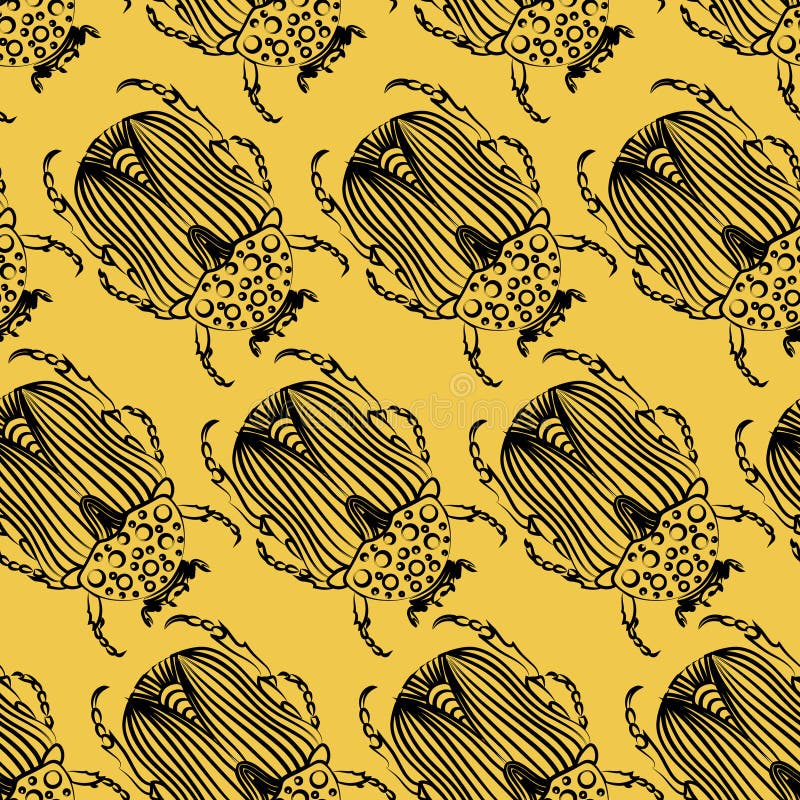 Beetles Seamless Pattern. Bohemian Pattern with Bugs Stock Vector ...