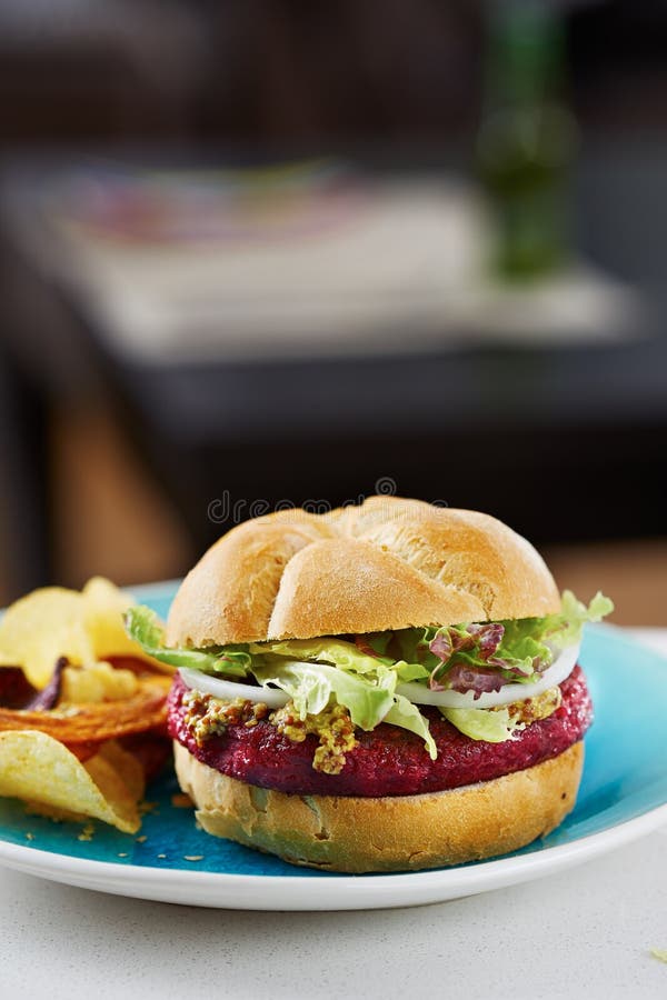 Beetroot Burger on White Bread Stock Photo - Image of beetroot ...