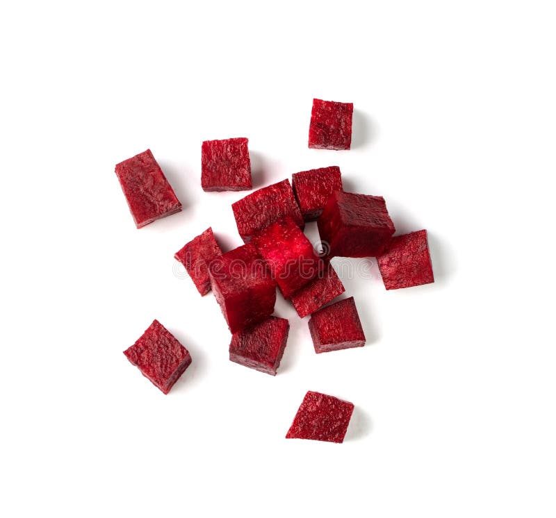 Beetroot Cubes Isolated stock image. Image of shredded - 258943593