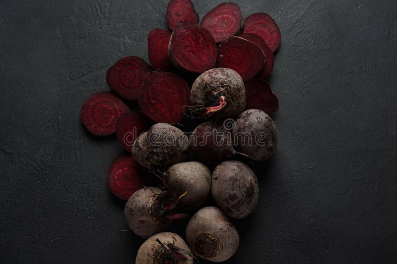 Beetroot Cut on Dark Table.Sliced Beetroot on Black Kitchen Table Stock ...
