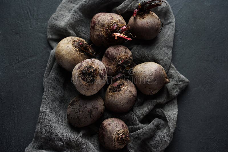 Beetroot on Dark Table. Beetroot on Black Kitchen Table Stock Photo ...