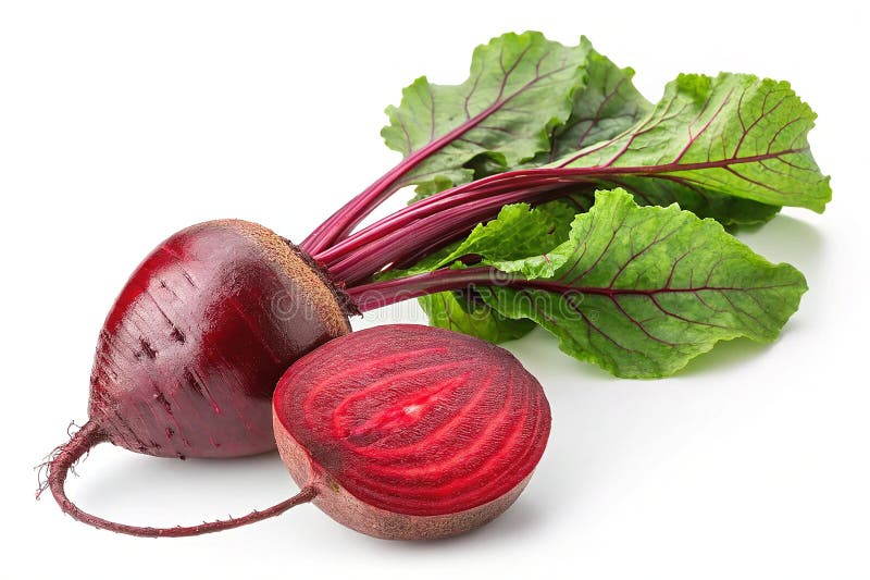 Beetroot Fresh Red Beet with Leaves and a Half Isolated Transparent ...