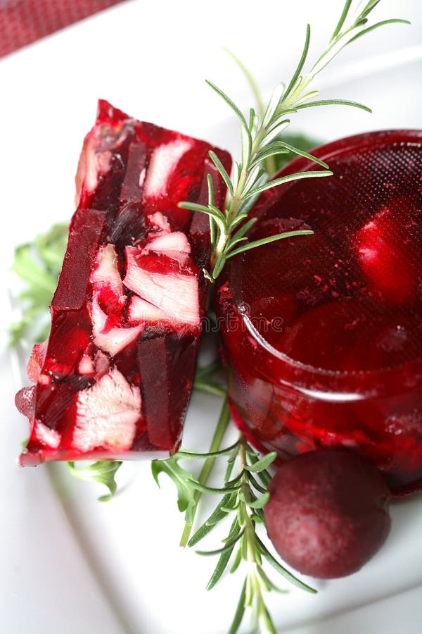Beetroot jelly with rabbit stock image. Image of menu - 2472637