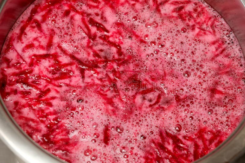 Beetroot Juice Bubbles in a Pot at a Cozy Kitchen Gathering Stock Photo ...