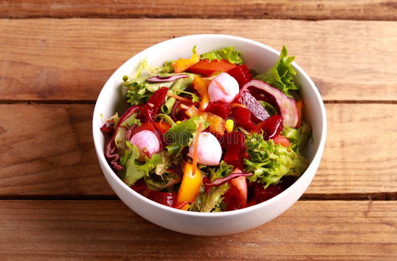 Beetroot, Mozzarella Salad in a Bowl Stock Photo - Image of diet ...