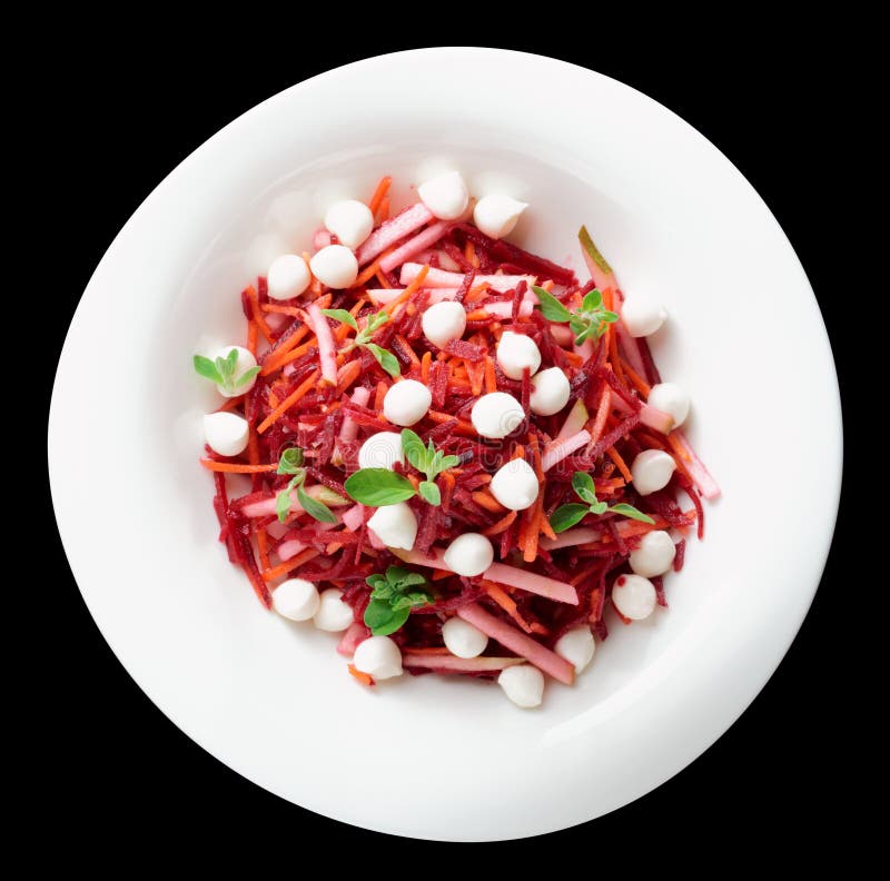 Beetroot and Pear Salad Isolated on Black Stock Image - Image of cooked ...