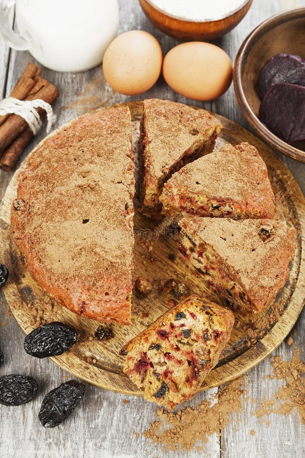 Beetroot pie with prunes stock photo. Image of pastry - 109717002