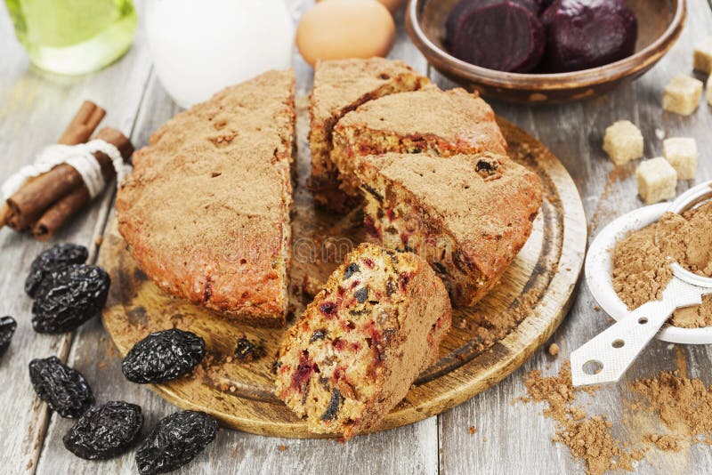 Beetroot Pie with Prunes and Cocoa Powder Stock Photo - Image of ...
