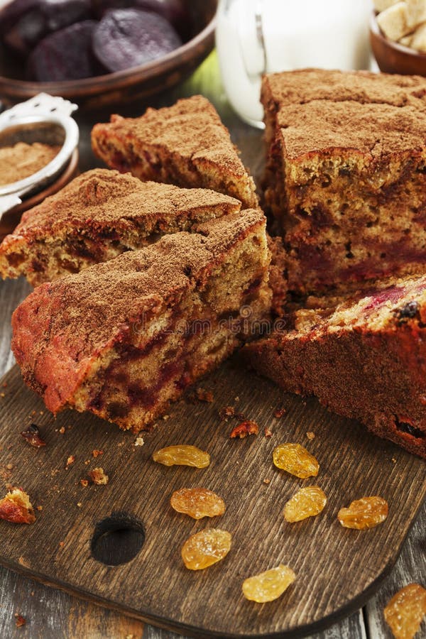 Beetroot pie with raisins stock photo. Image of food - 126383194