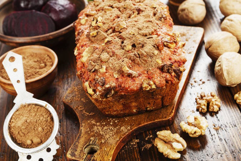 Beetroot pie with walnuts stock image. Image of dessert - 108696391