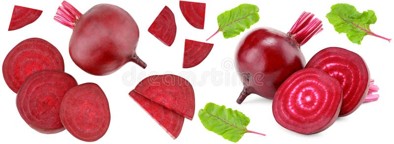 Beetroot with Pieces of Beetroot and Green Leaf Isolated on White ...