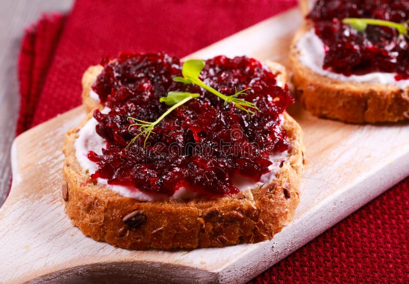Beetroot Relish Over Brown Bread Stock Image - Image of sandwich ...