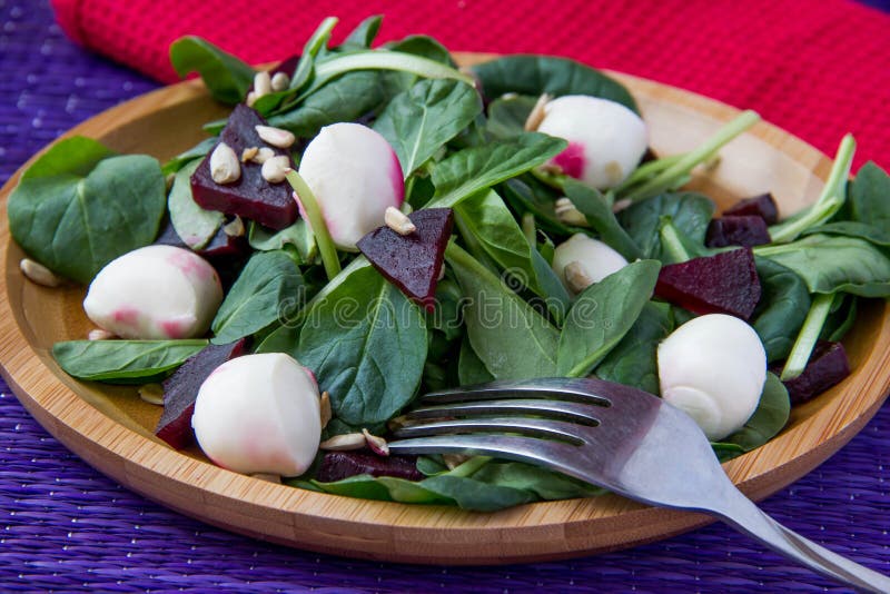 Beetroot Salad with Mozzarella Stock Photo - Image of food, bright ...