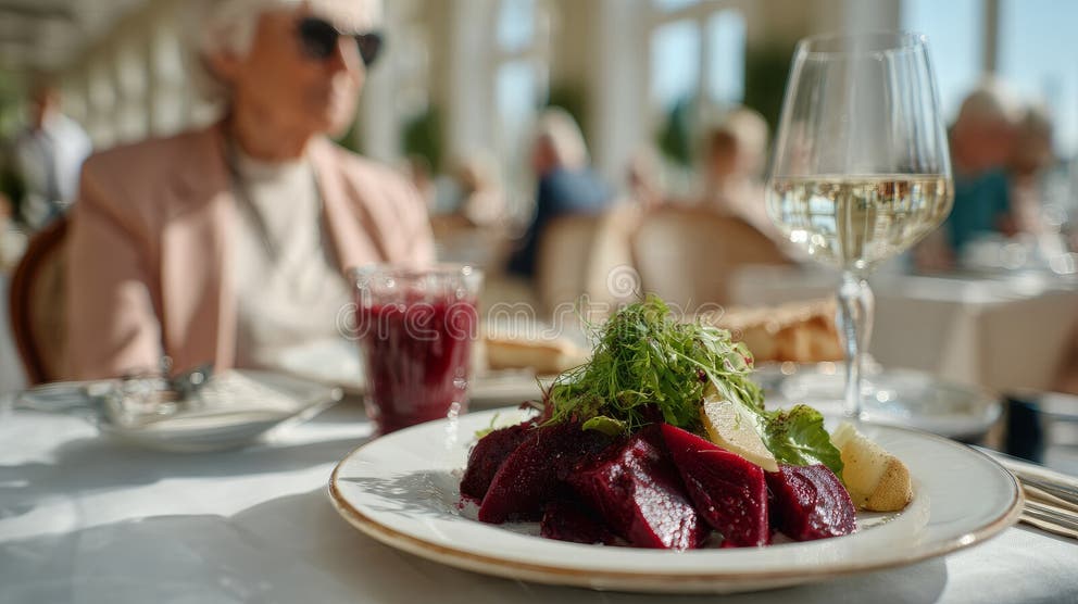 Beetroot Salad Served Elegantly in a Fine Dining Restaurant. Stock ...