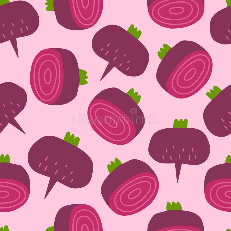 Beetroot Seamless Pattern. Cartoon Flat Style. Vegetarian Food. Vector Illustration Stock Vector ...