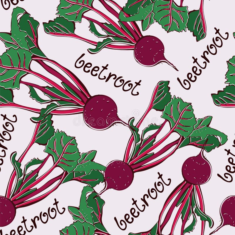 Beetroot Seamless Pattern. Cartoon Flat Style. Vegetarian Food. Vector ...
