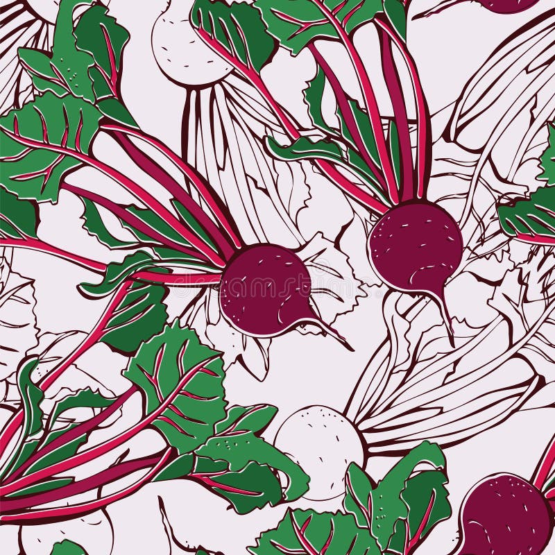 Beetroot Seamless Pattern. Cartoon Flat Style. Vegetarian Food. Vector ...