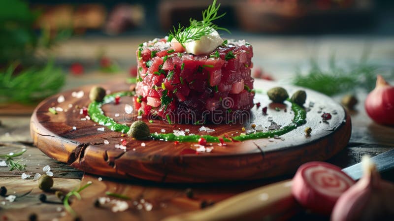 Beetroot Tartare with Goat Cheese Mousse Stock Image - Image of cheese ...