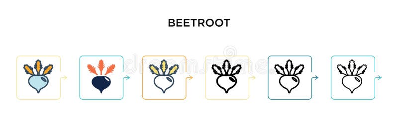 Beetroot Vector Icon in 6 Different Modern Styles. Black, Two Colored ...
